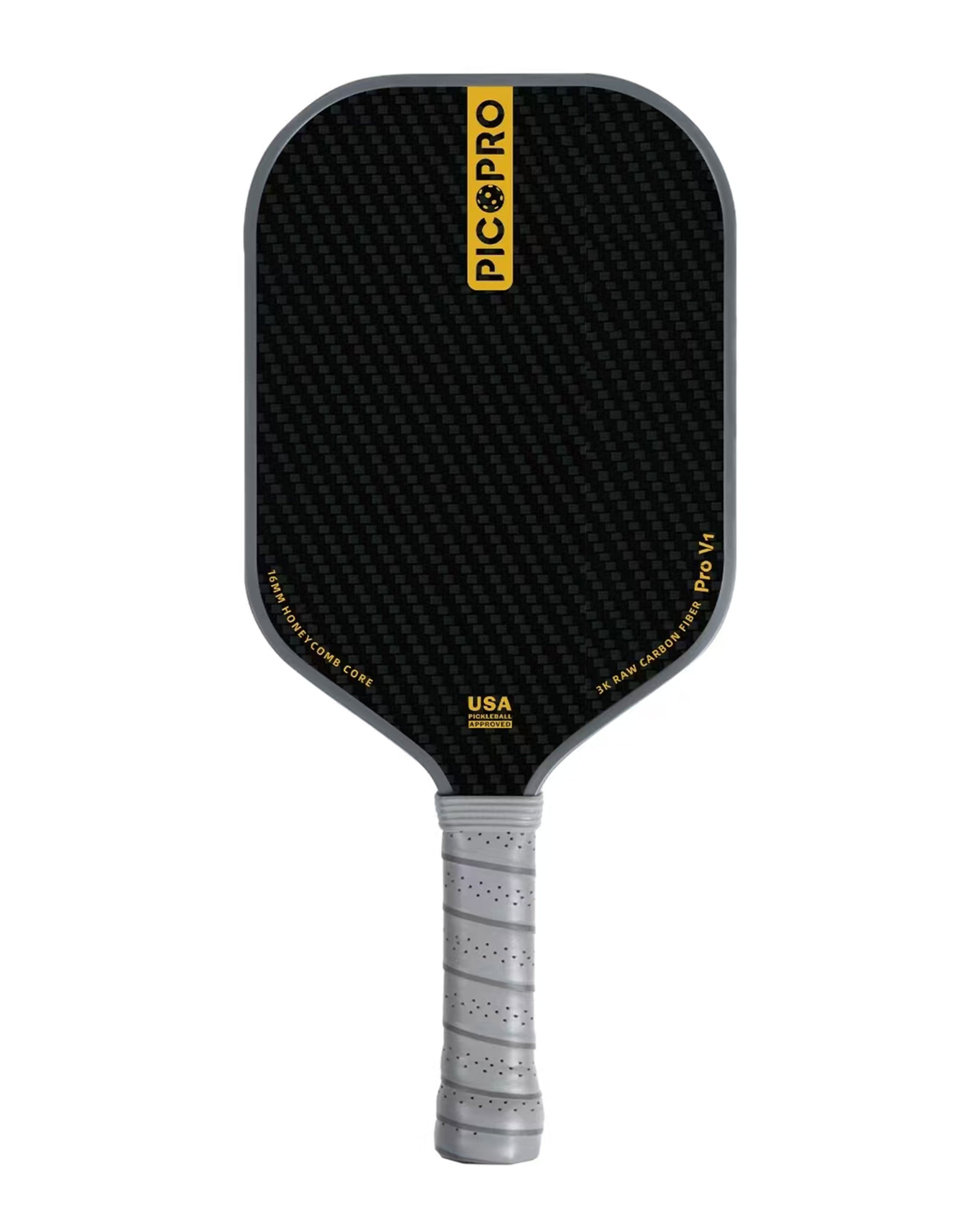 PicoPro Raw Carbon Fiber 3K Pickleball Paddle Black